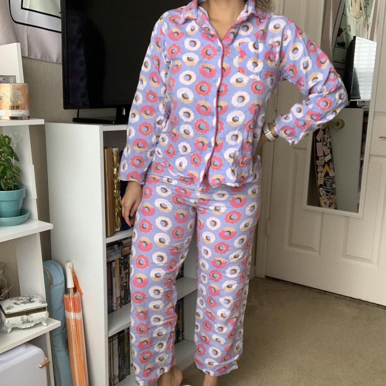 Donut Fleece PJ Set Button up PJ set with donuts.... - Depop