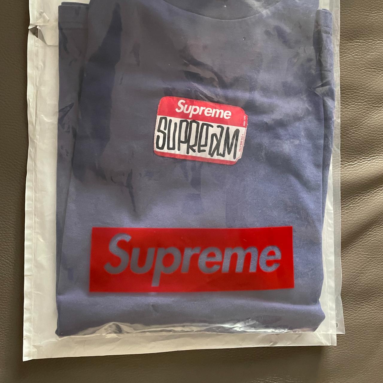 Supreme Gonz Nametag S/S Top T-Shirt (Navy) Size:... - Depop