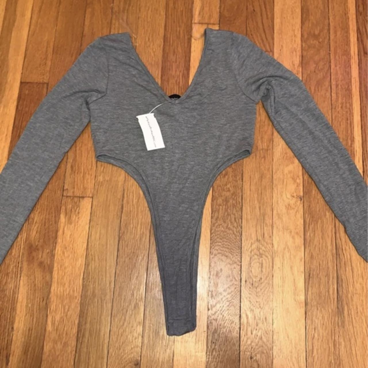 high cut grey bodysuit size small never worn, still... - Depop