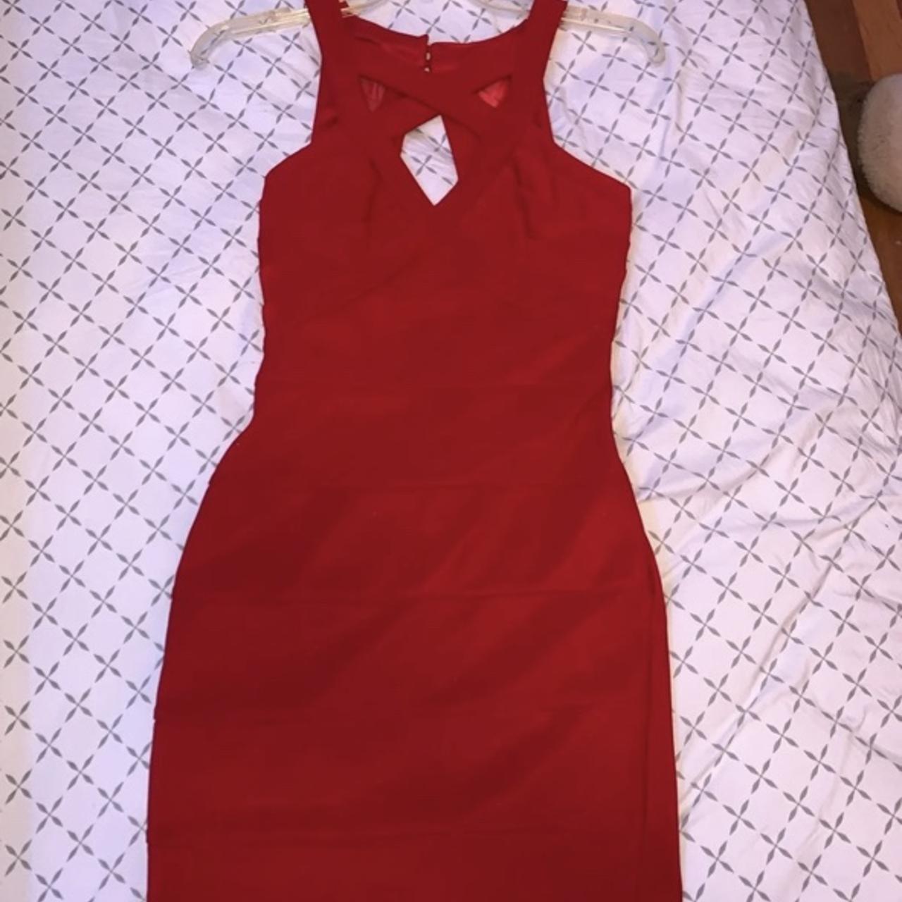 red bodycon criss cross front dress, FROM WINDSOR,... - Depop