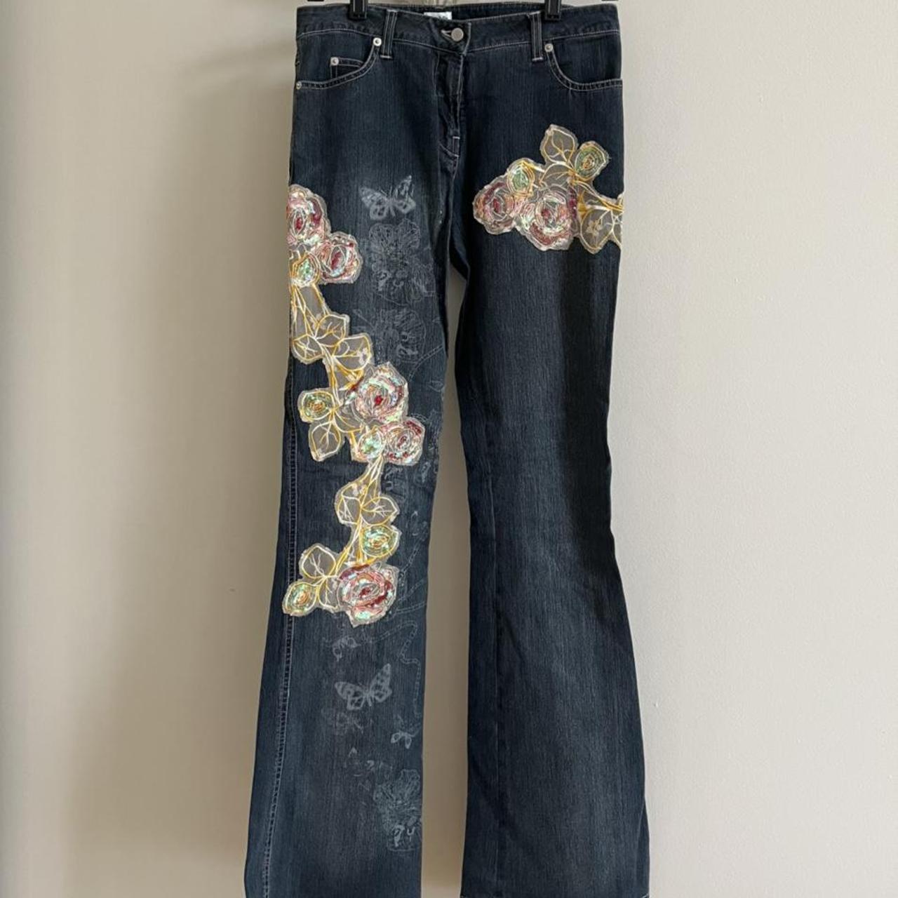 Womens Vintage Cache Embellished Jeans -Butterfly... - Depop