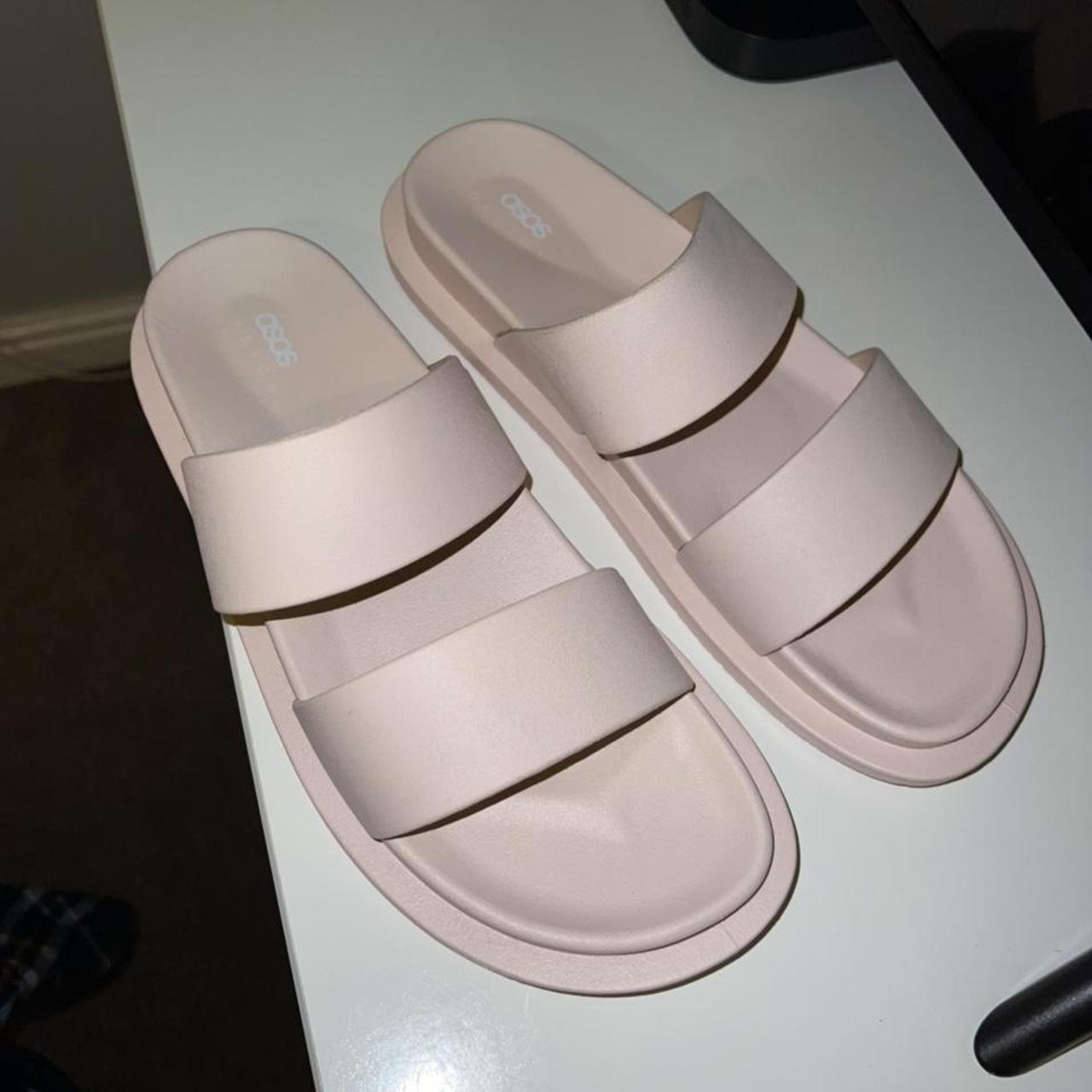 ASOS Women's Pink and Cream Sandals | Depop