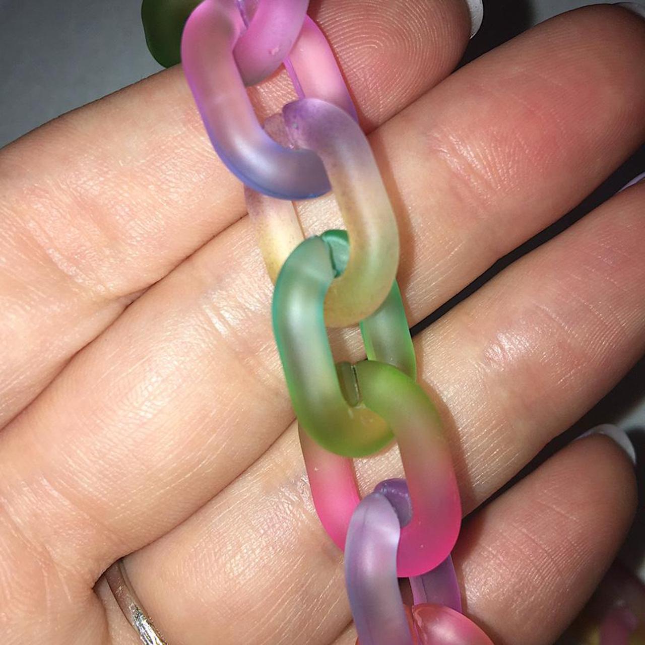Matt pastel rainbow chain link bracelet. Diameter... - Depop