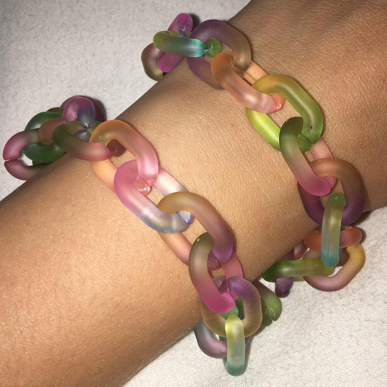 Matt pastel rainbow chain link bracelet. Diameter... - Depop