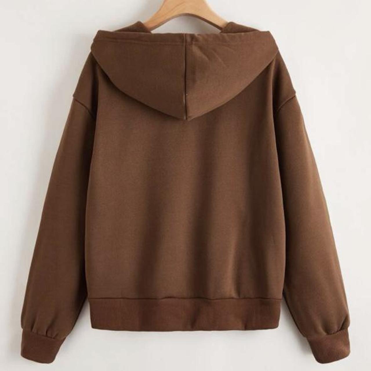 Brown Zip Up Hoodie Bought Off Shien Worn Once Depop