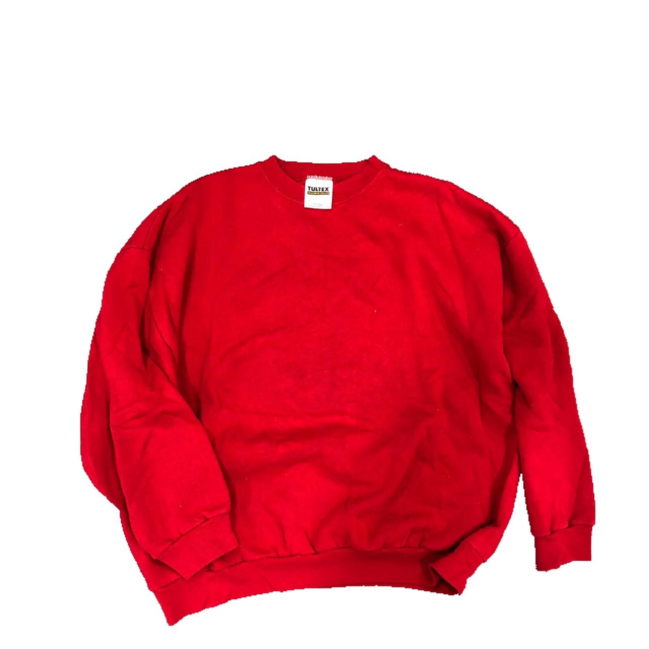 Vintage Tultex blank red crewneck sweater Condition... - Depop