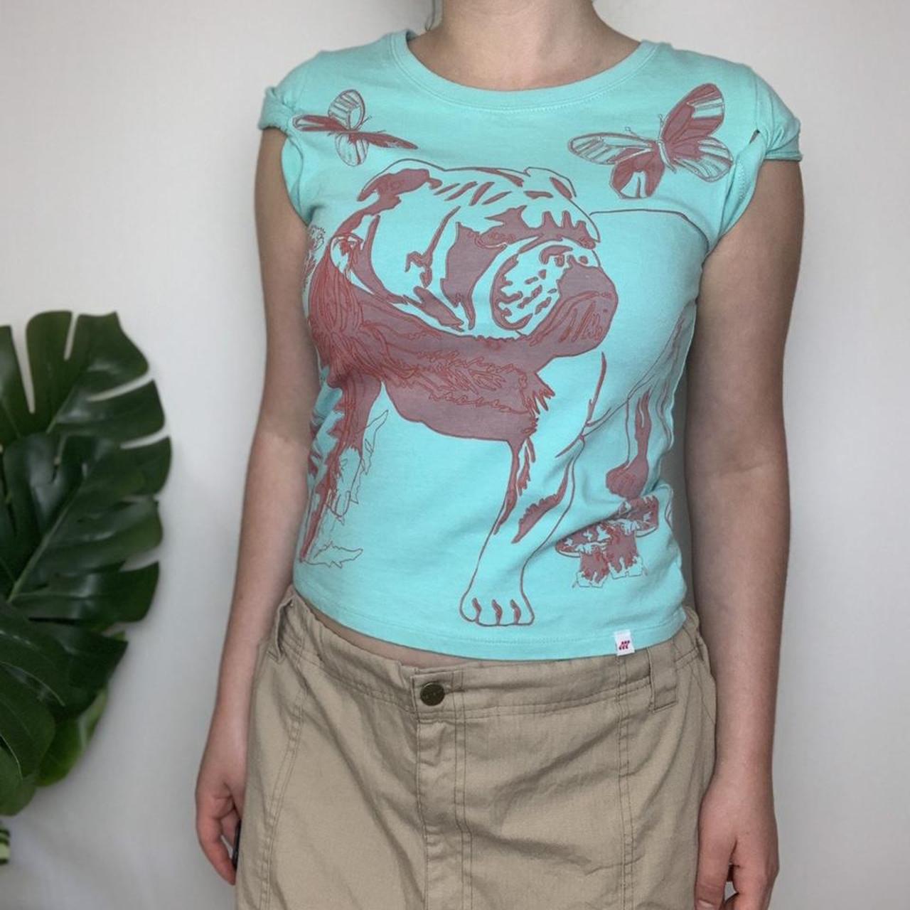 Boxfresh vintage Y2k bulldog, flowers and butterfly... - Depop