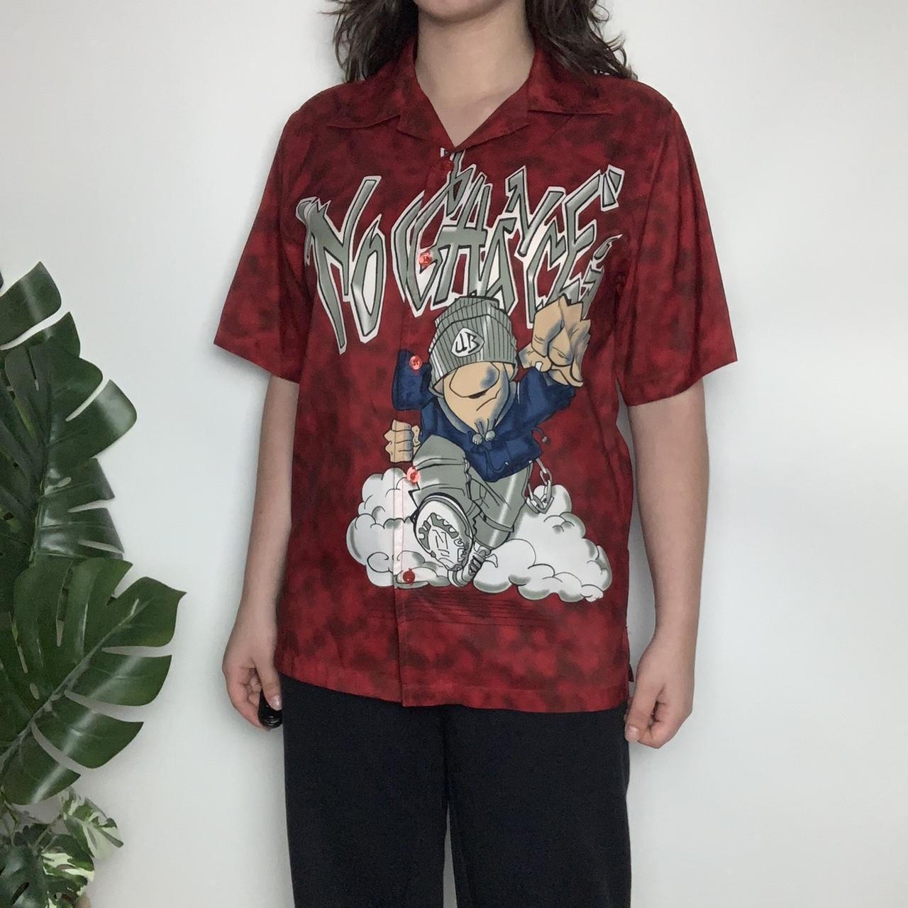 Vintage 90’s cartoon printed button up graphic shirt... - Depop