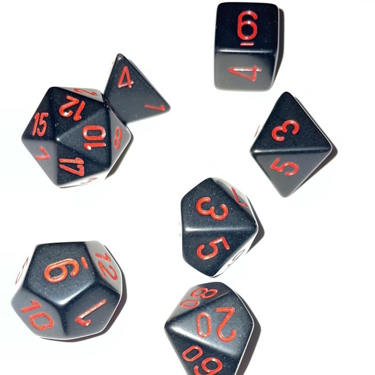 Black with red number Set of 7 dice. With pouch(not... - Depop