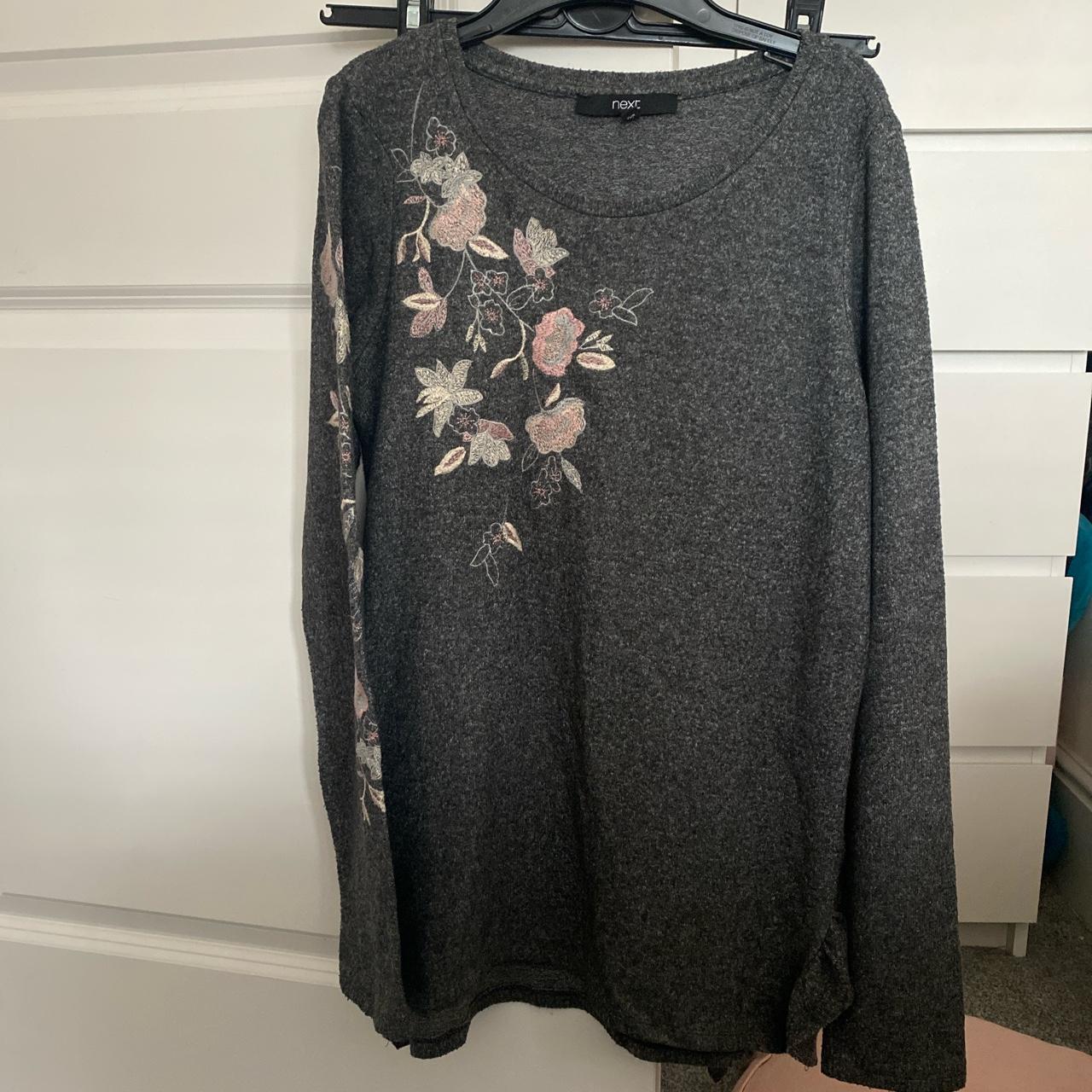 Dark grey embroidered frilly jumper from Next in a... - Depop
