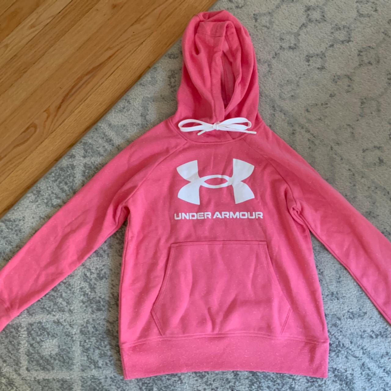 Pink/Salmon Under Armour Hoodie! Received as a gift,... - Depop