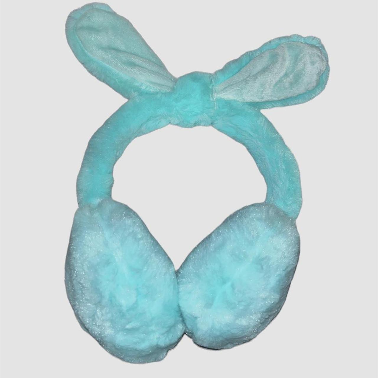 blue fur earmuffs with bunny ears! ears are... - Depop