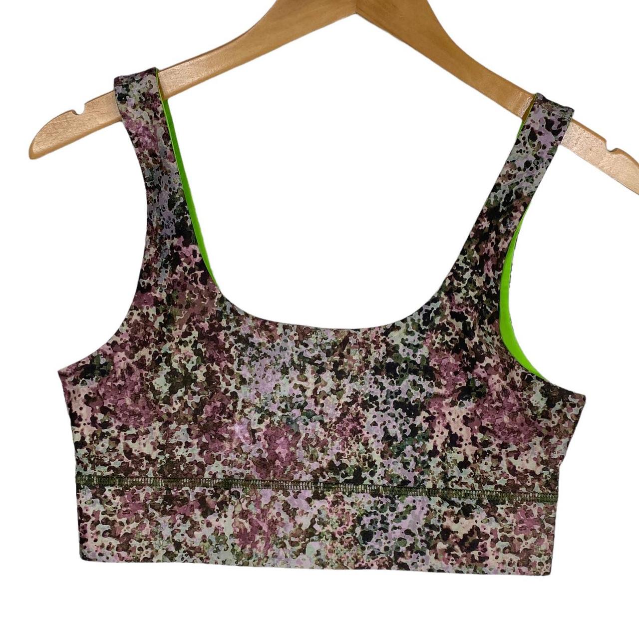 Fabletics Green and Pink Confetti Print Low Impact... - Depop