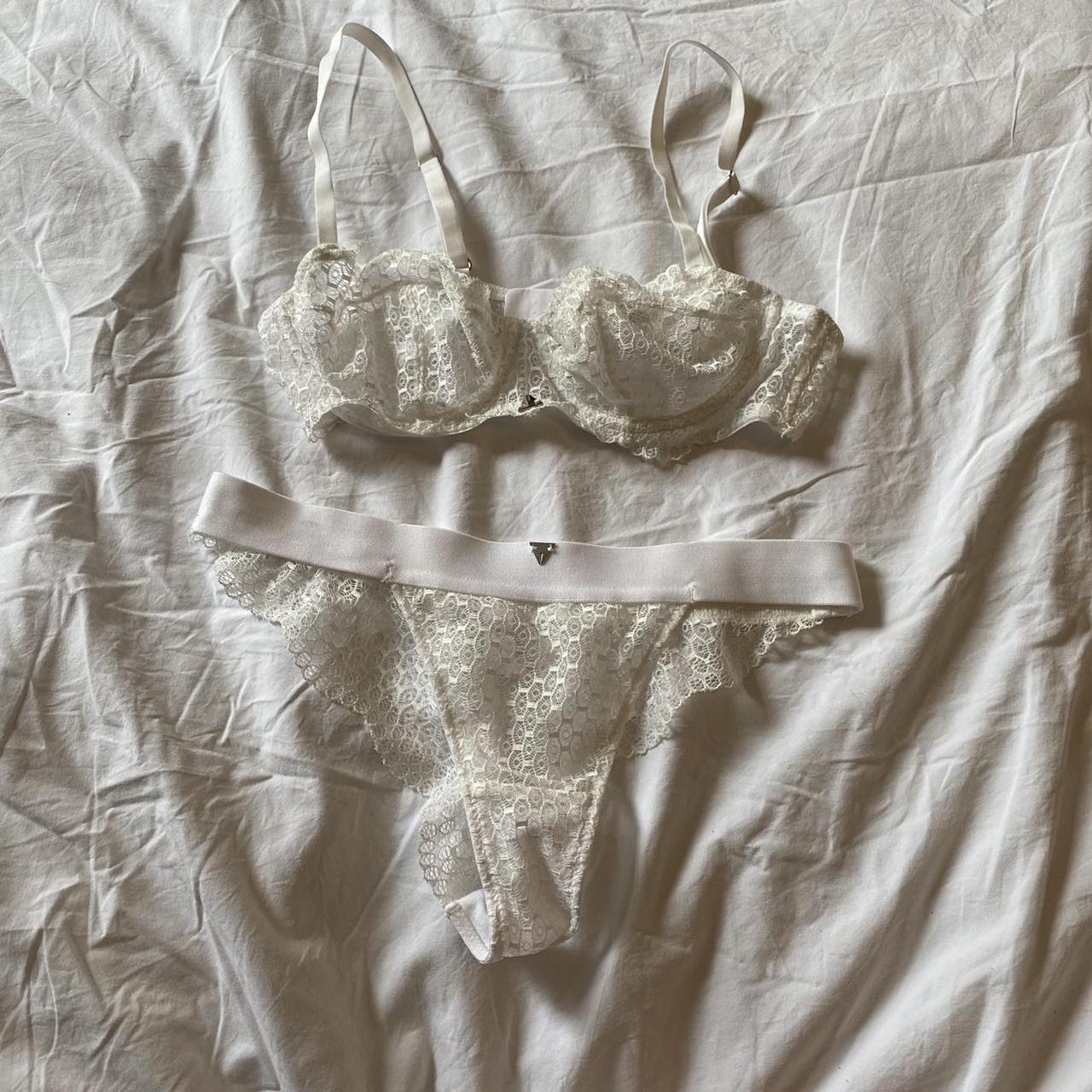 Beija white lingerie set. 32B and size 1 panties,... - Depop