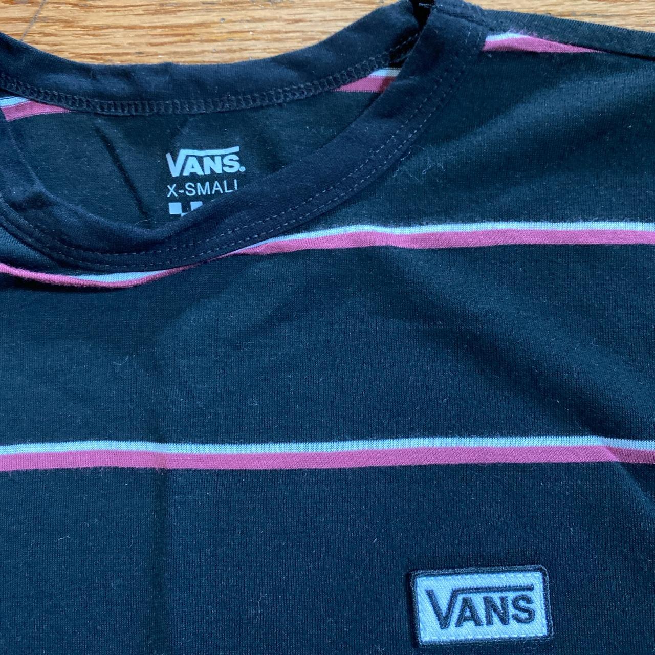 Striped Van T-shirt Black, Pink & White Stripes... - Depop