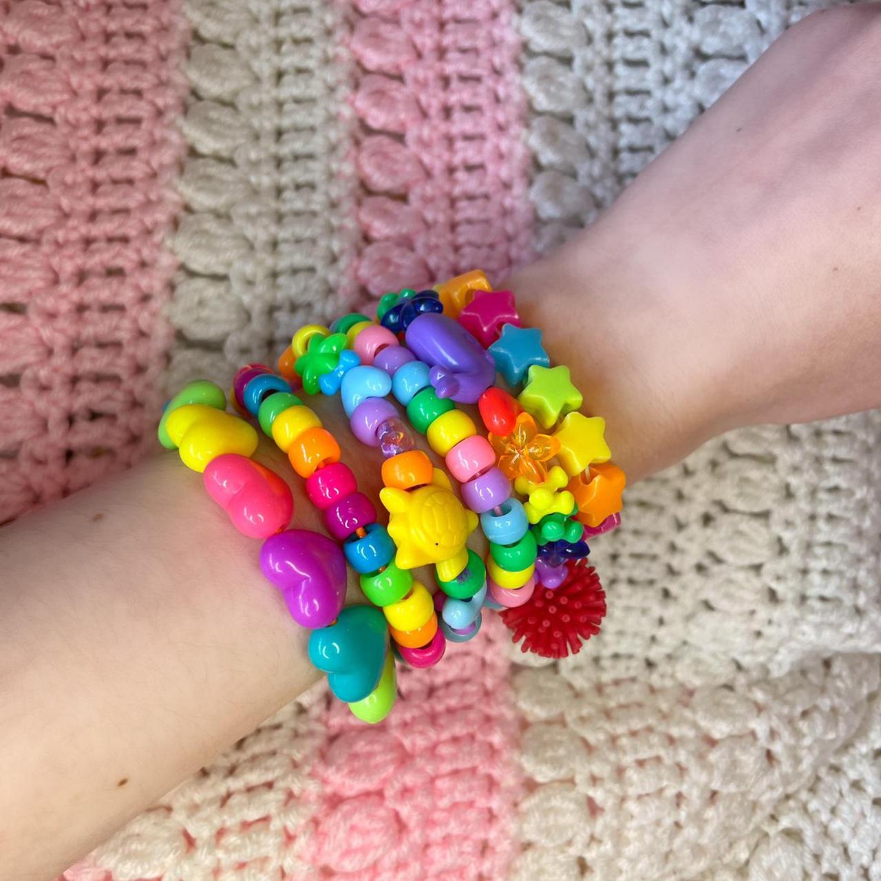 🌈Six hand made, rainbow Kandi bracelet set, made... - Depop