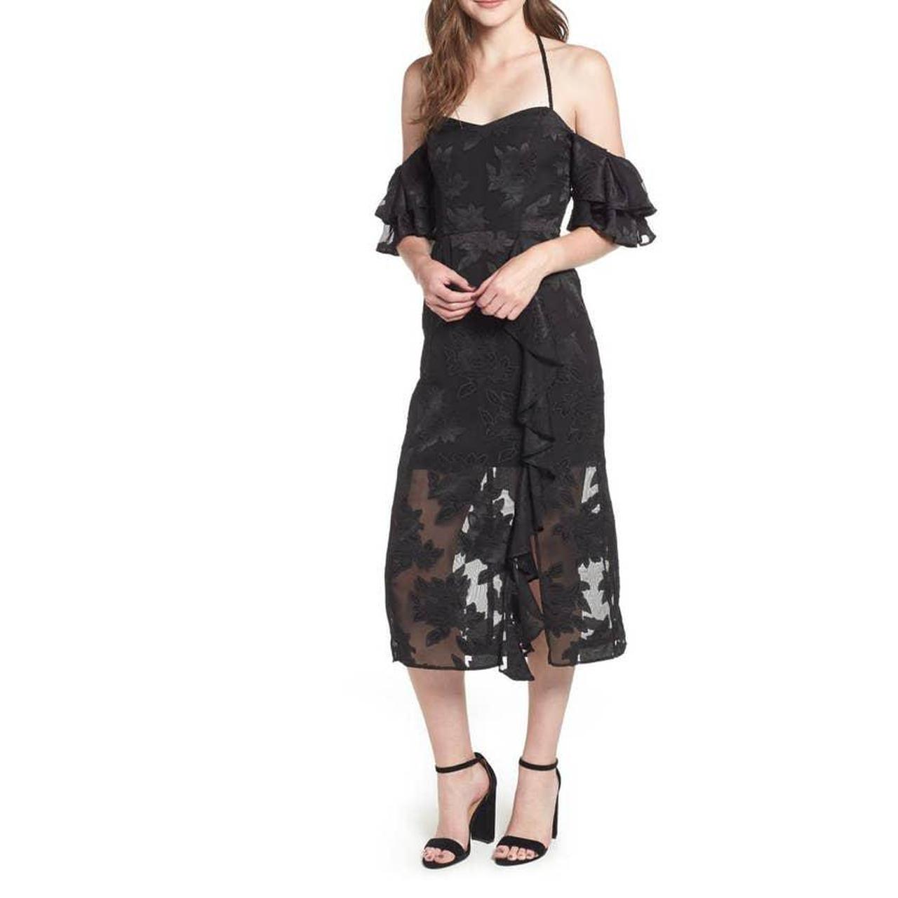 WAYF Casper Midi Dress in Black Jacquard size large,... - Depop