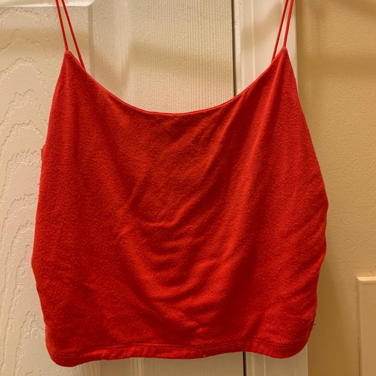 GARAGE RED BUNGEE CROP CAMI/TANK TOP fits a... - Depop
