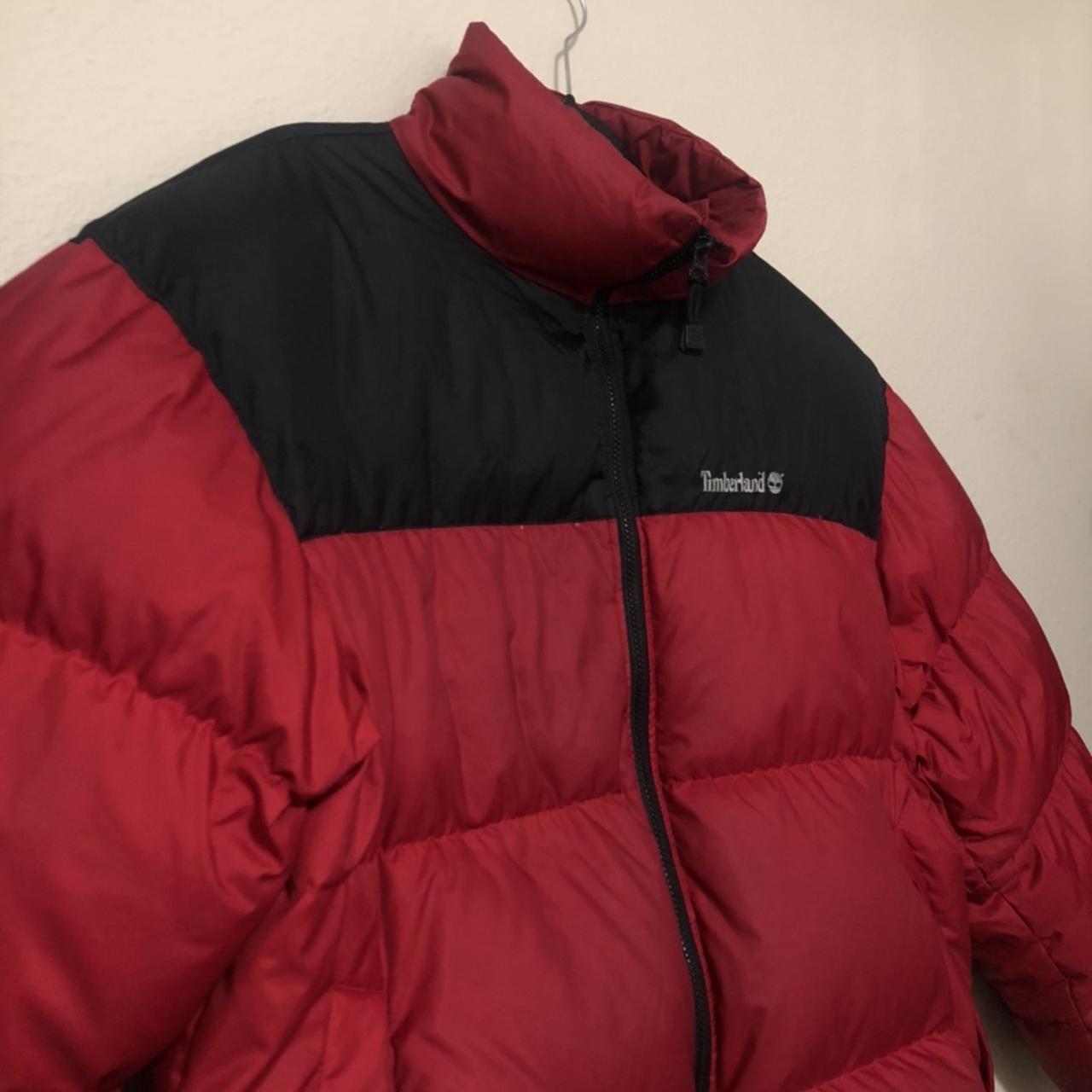 Timberland Red puffer jack Fall 1998 70% goose... - Depop