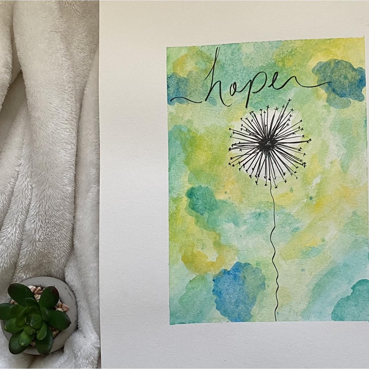 ☁️hope☁️ #art #watercolor #watercolorpaint #print #paint - Depop