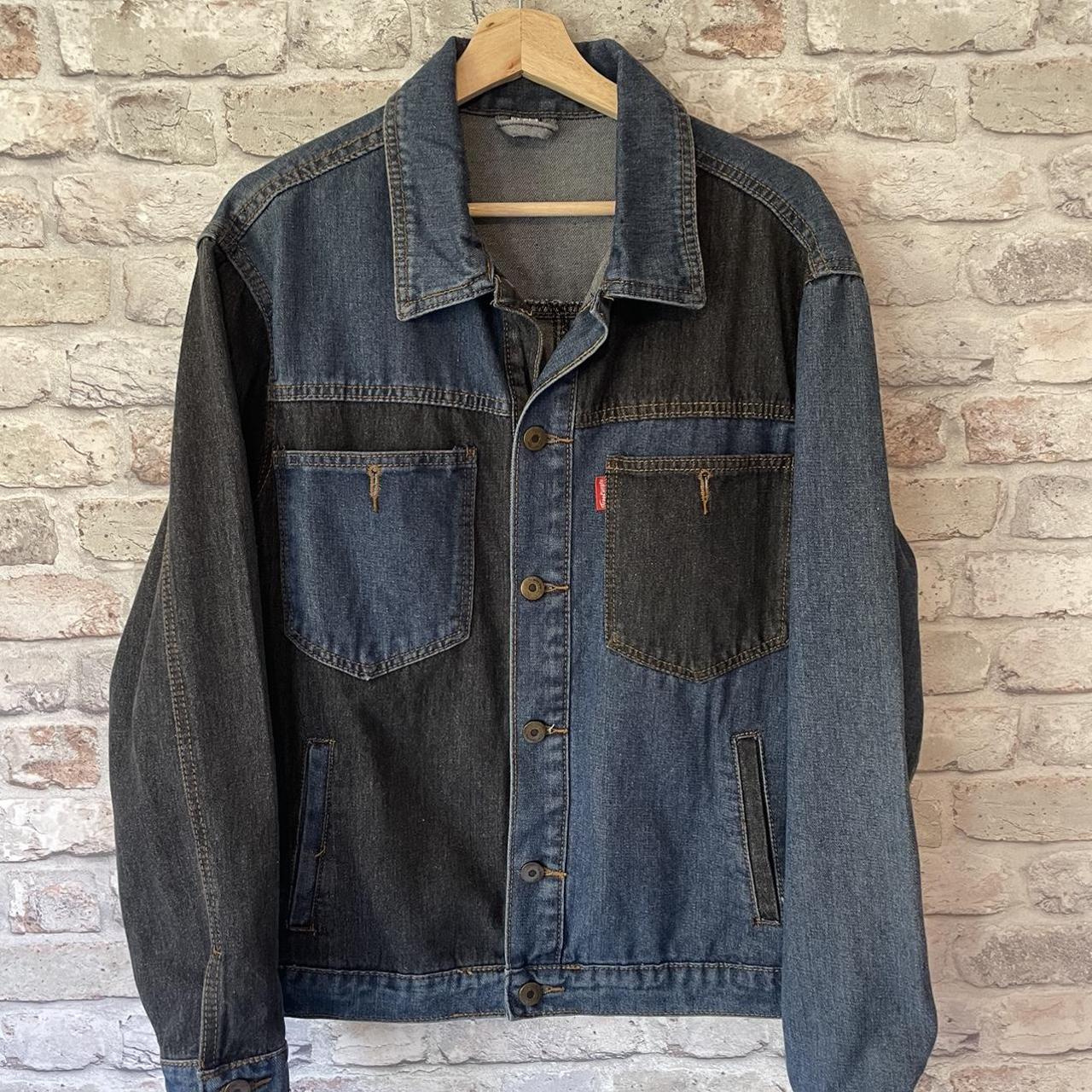 Black & blue denim patch jacket. In really... - Depop
