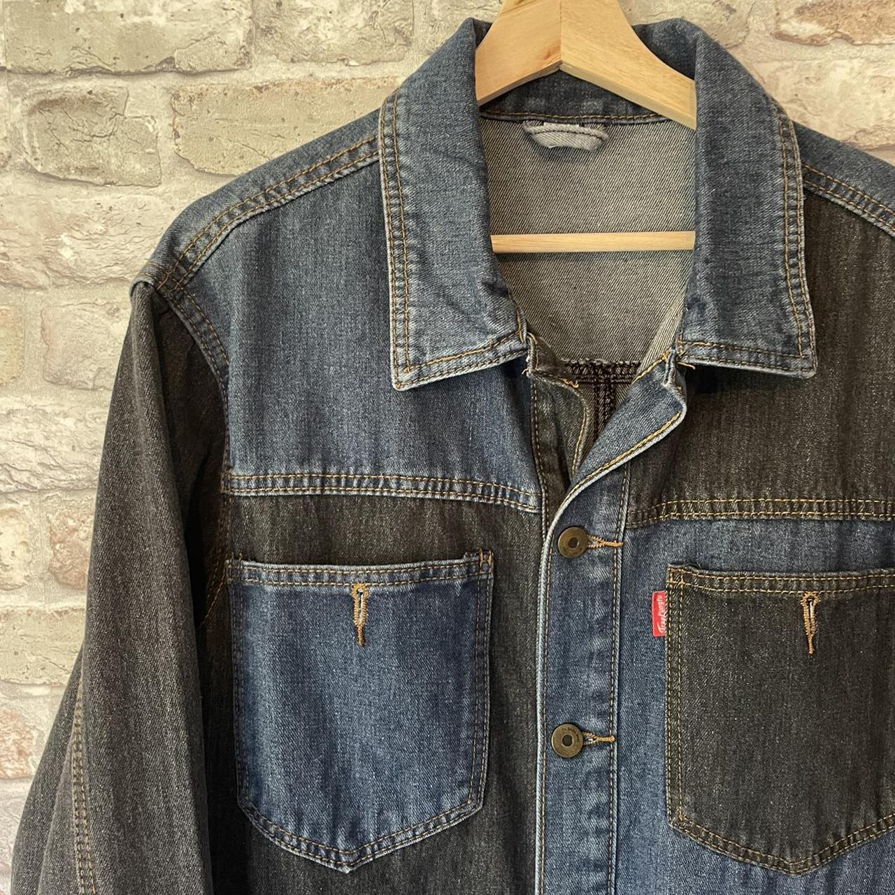 Black & blue denim patch jacket. In really... - Depop