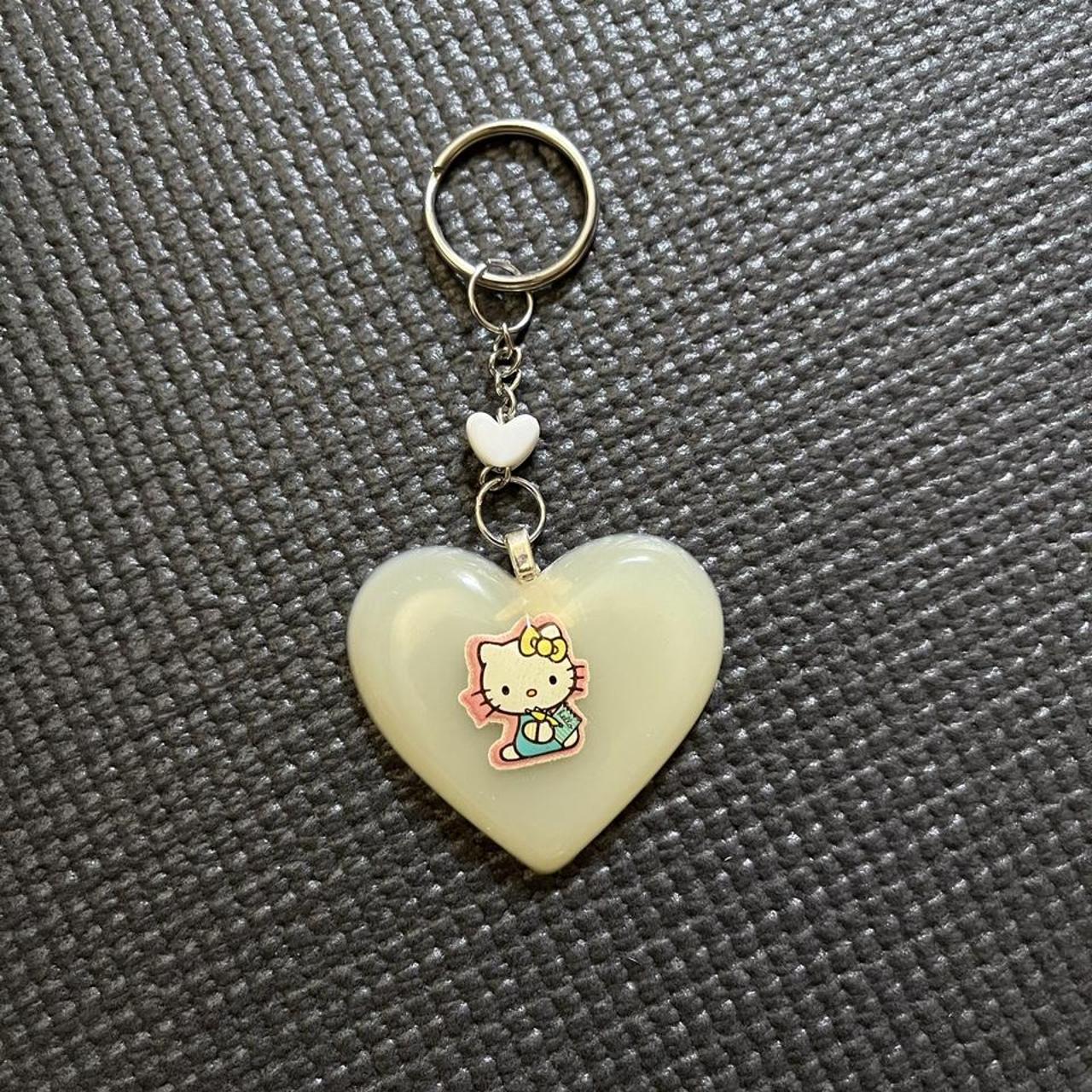 Heart shaped Hello kitty Mimi keychain Off white... - Depop