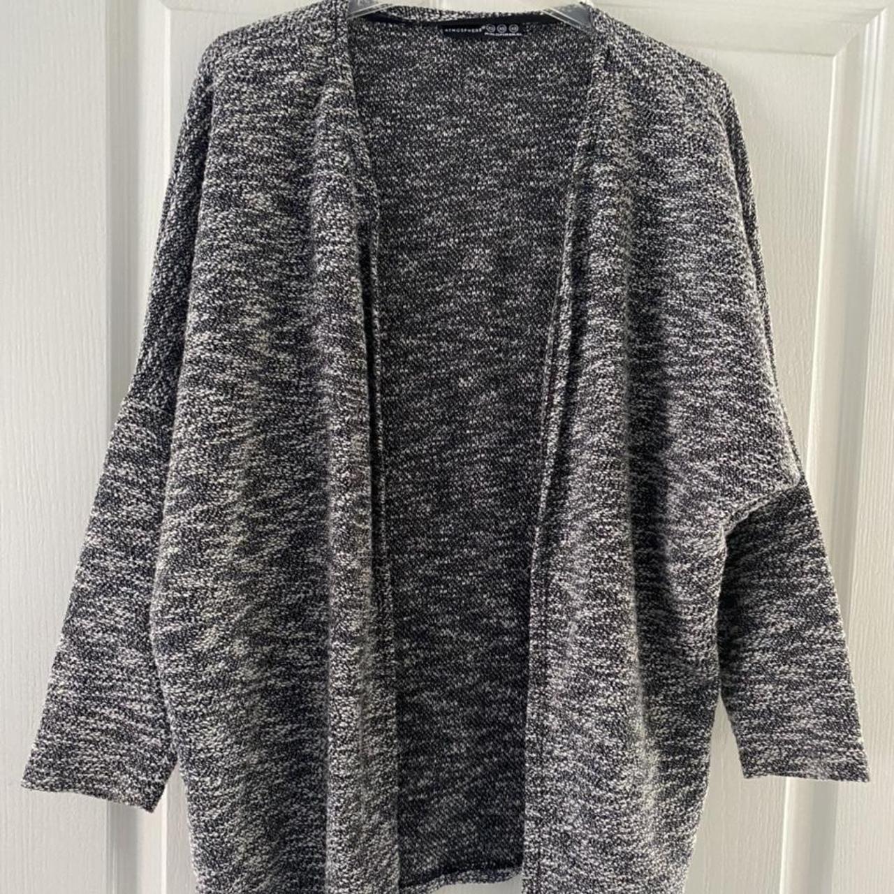 Primark grey white speckled long cardigan size XS... - Depop