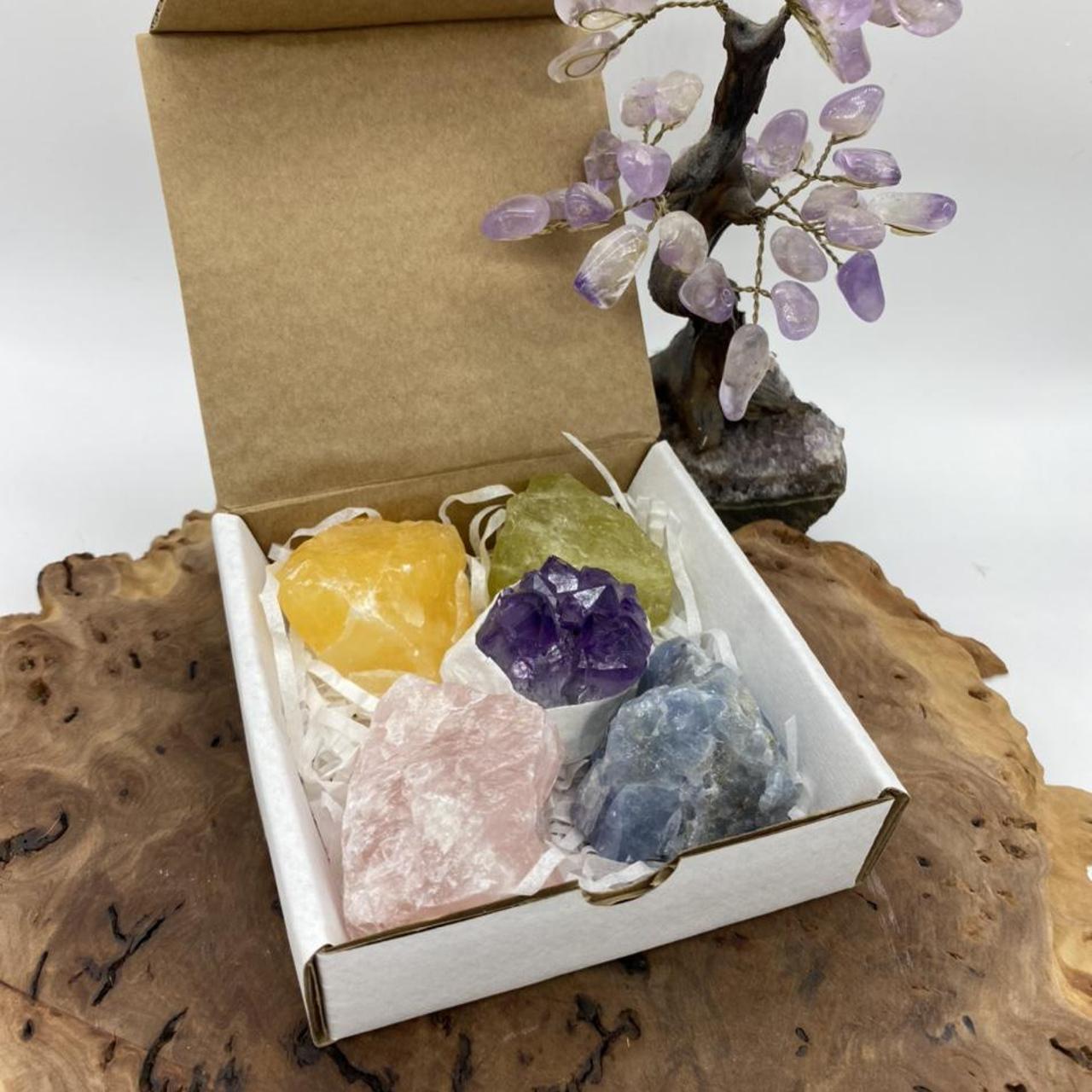 Beautiful Crystal Gift Box Raw Stone Gift Set... - Depop