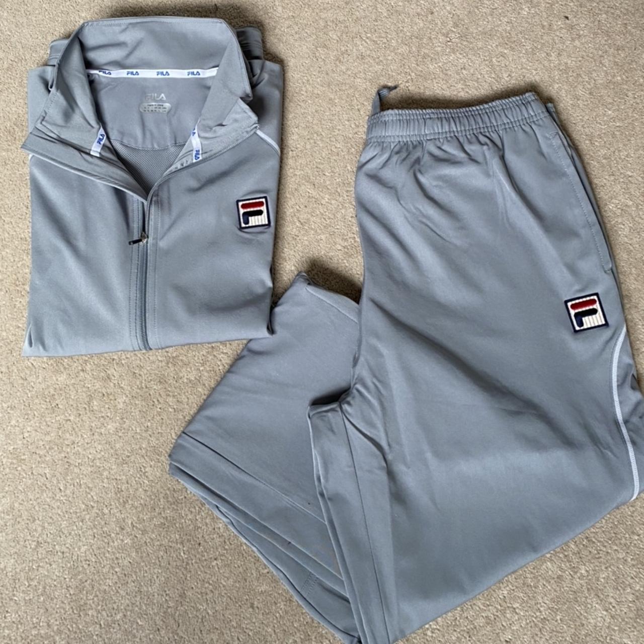 BRAND NEW grey fila tracksuit set In perfect... - Depop