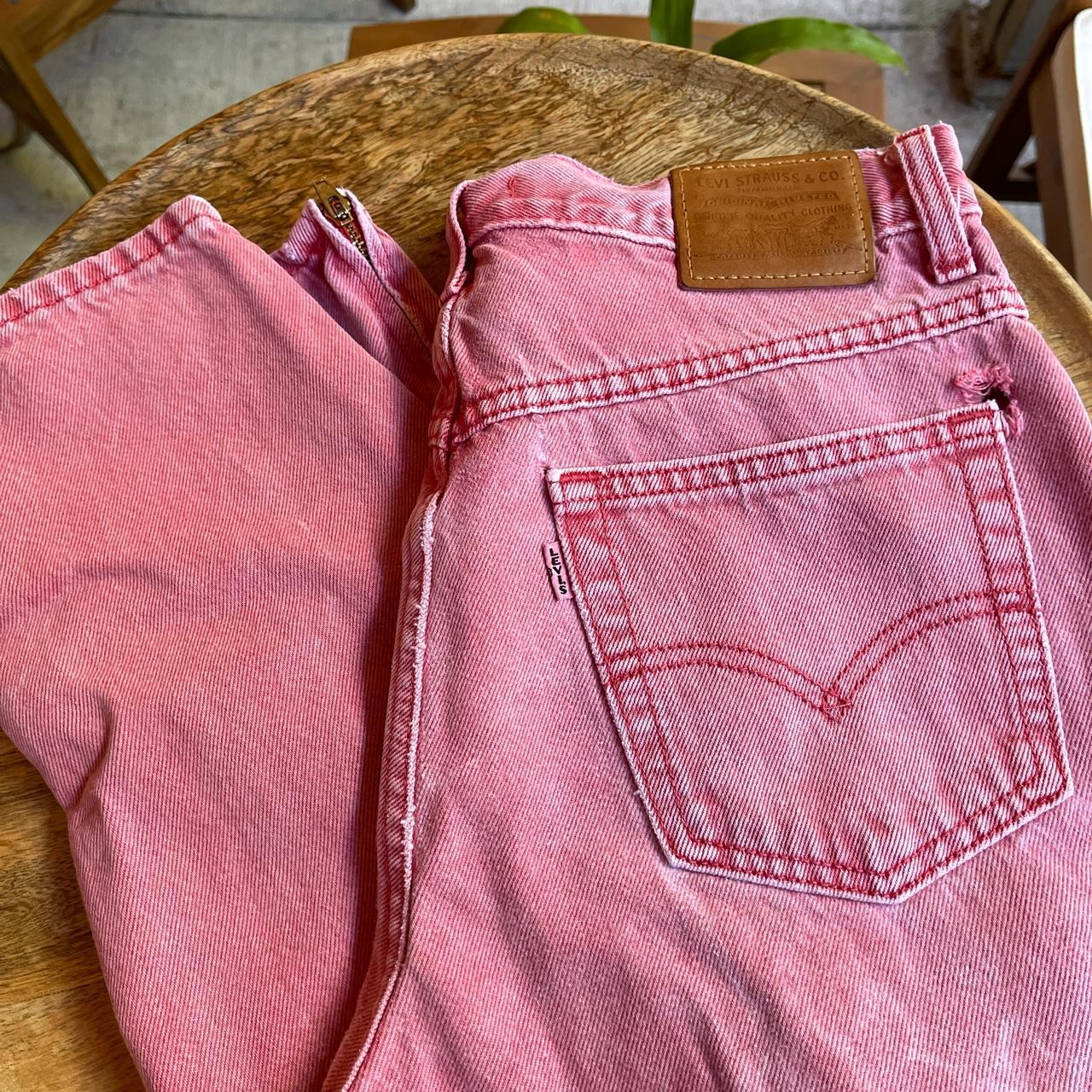 Vintage Pink Levi’s Mom Jeans, holes on back pockets - Depop