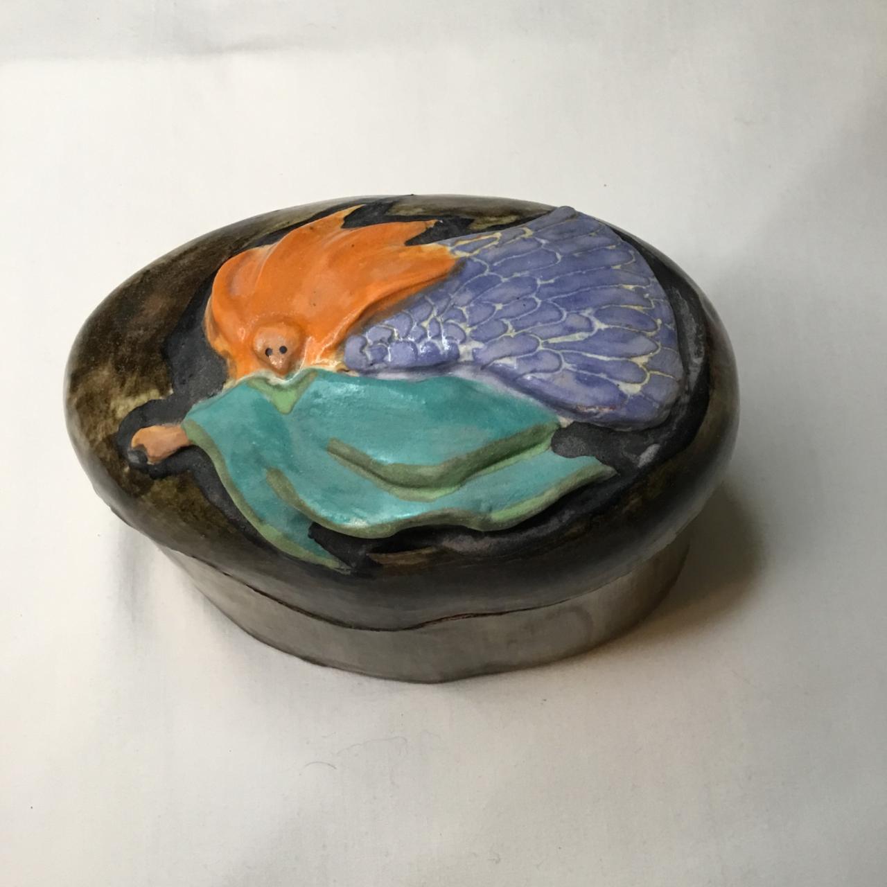 Unique Angle Trinket Box Handmade Clay Pottery Clay... - Depop