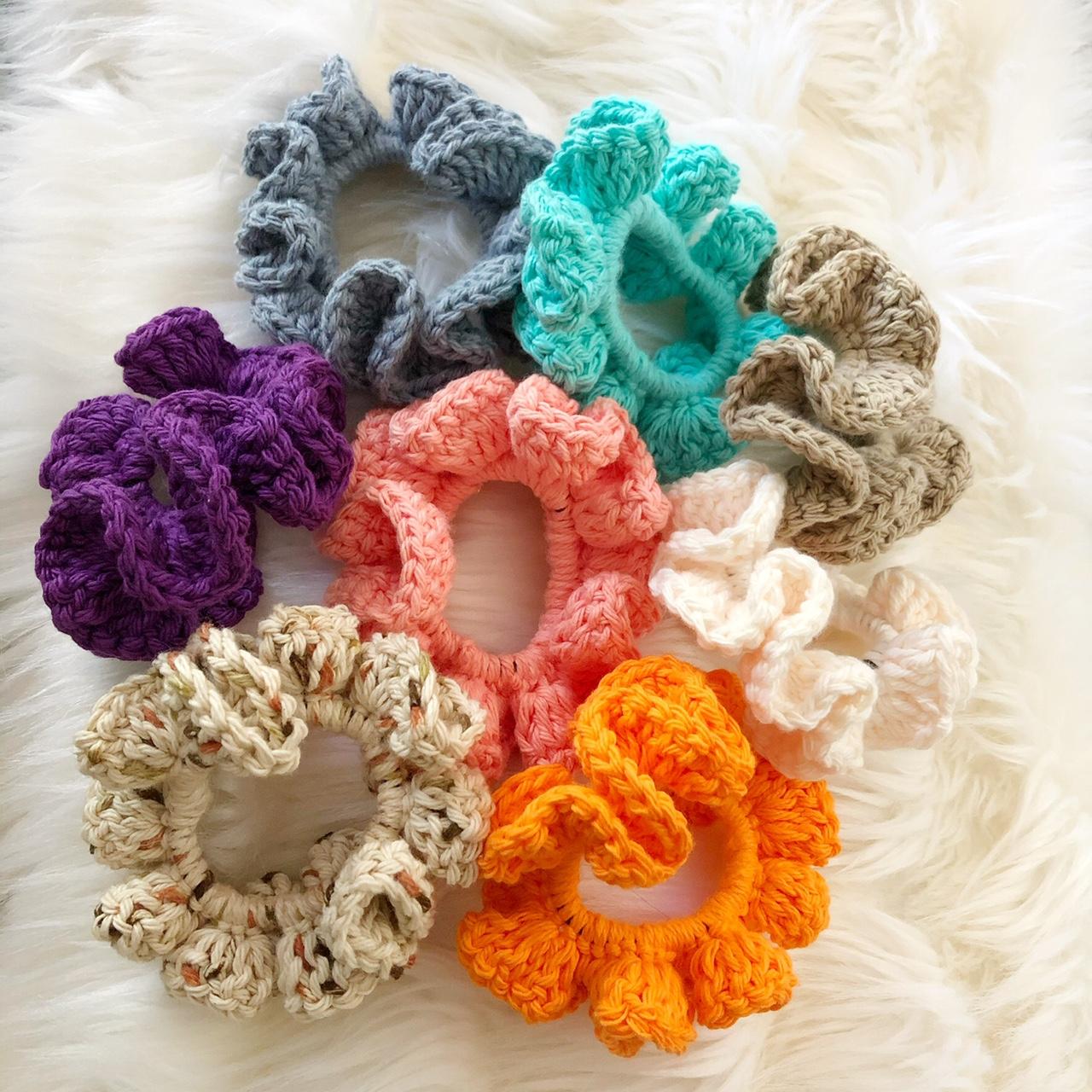 Hand Crafted Crochet Scrunchies 4 Pack These... - Depop