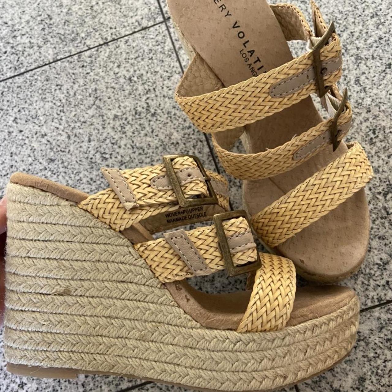 Very volatile vintage platform wedges Brown braided... - Depop
