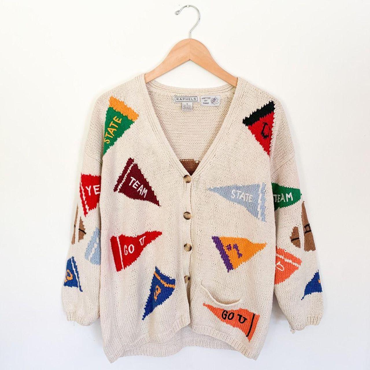 Vintage Raphael’s football team knit cardigan Size... - Depop
