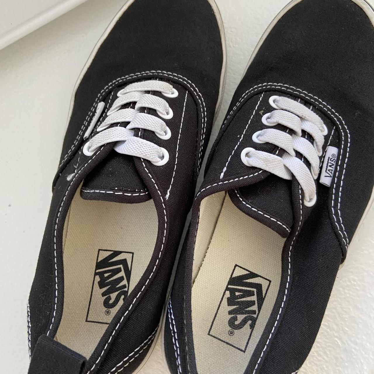 LOW TOP VANS -size 3 kids US - black and white -... - Depop