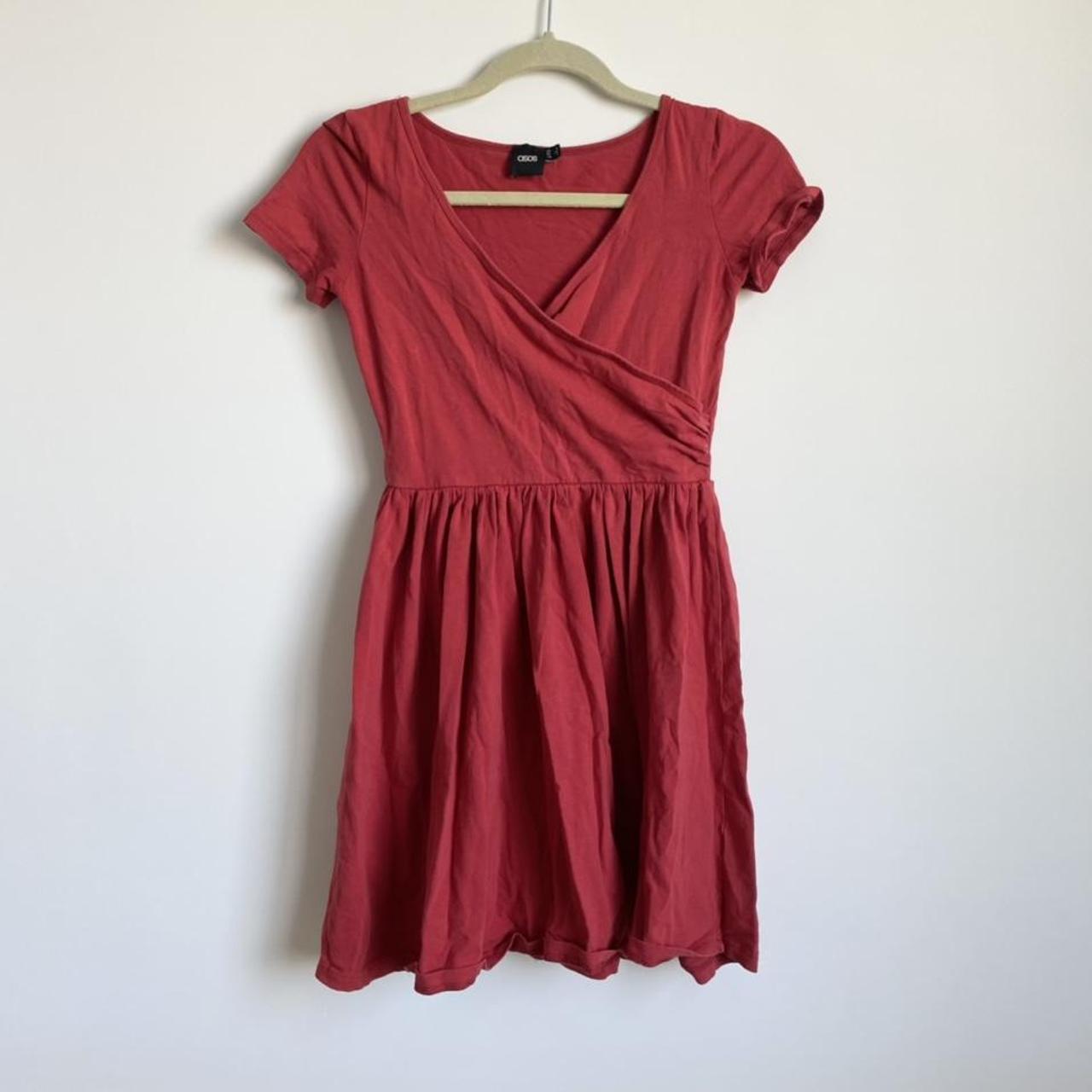 ASOS red dress with diagonal v neck hemline! The... - Depop