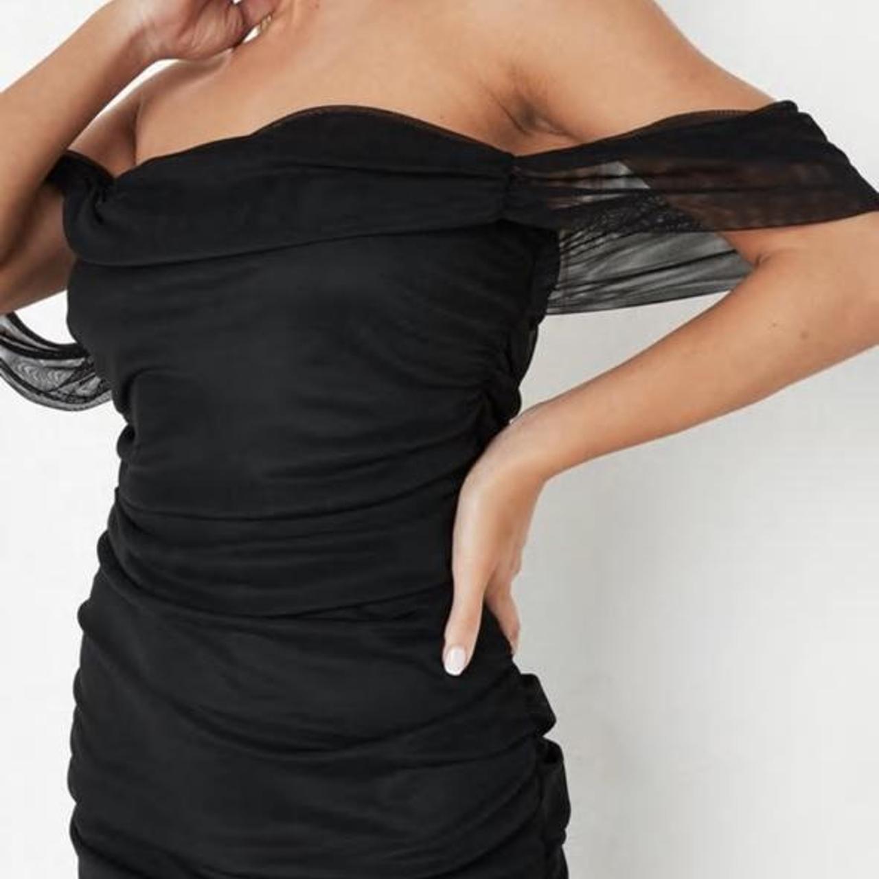 Missguided Bardot Ruched Mesh Midi Dress Brand New Depop
