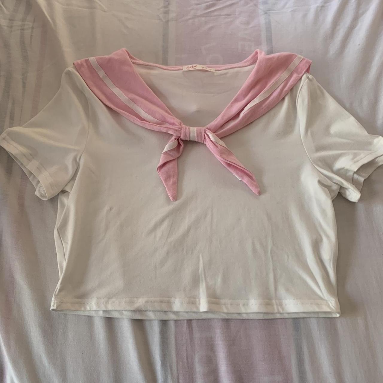 🎀kawaii pink japanese school uniform shirt 🐾great... - Depop