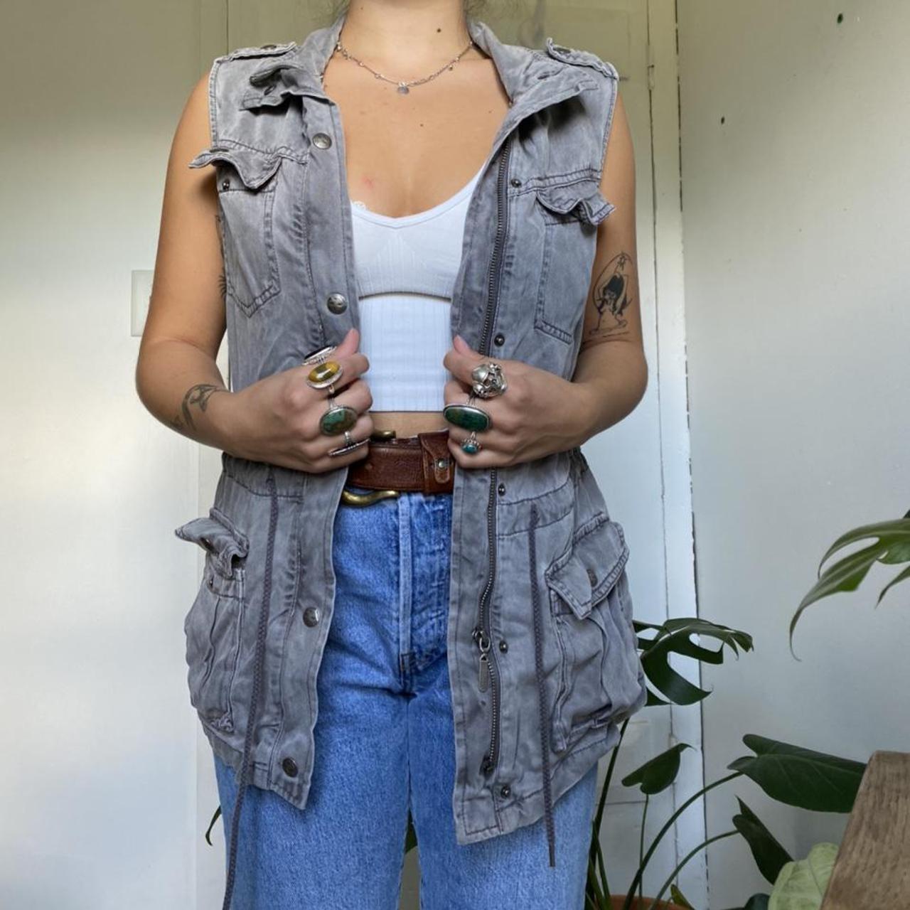 Grey Boho Chic Military Vest Fits s-l depending on... - Depop