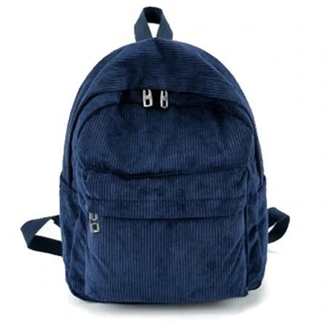 #Corduroy #Backpack School #Bags #Navy Royal #Blue... - Depop