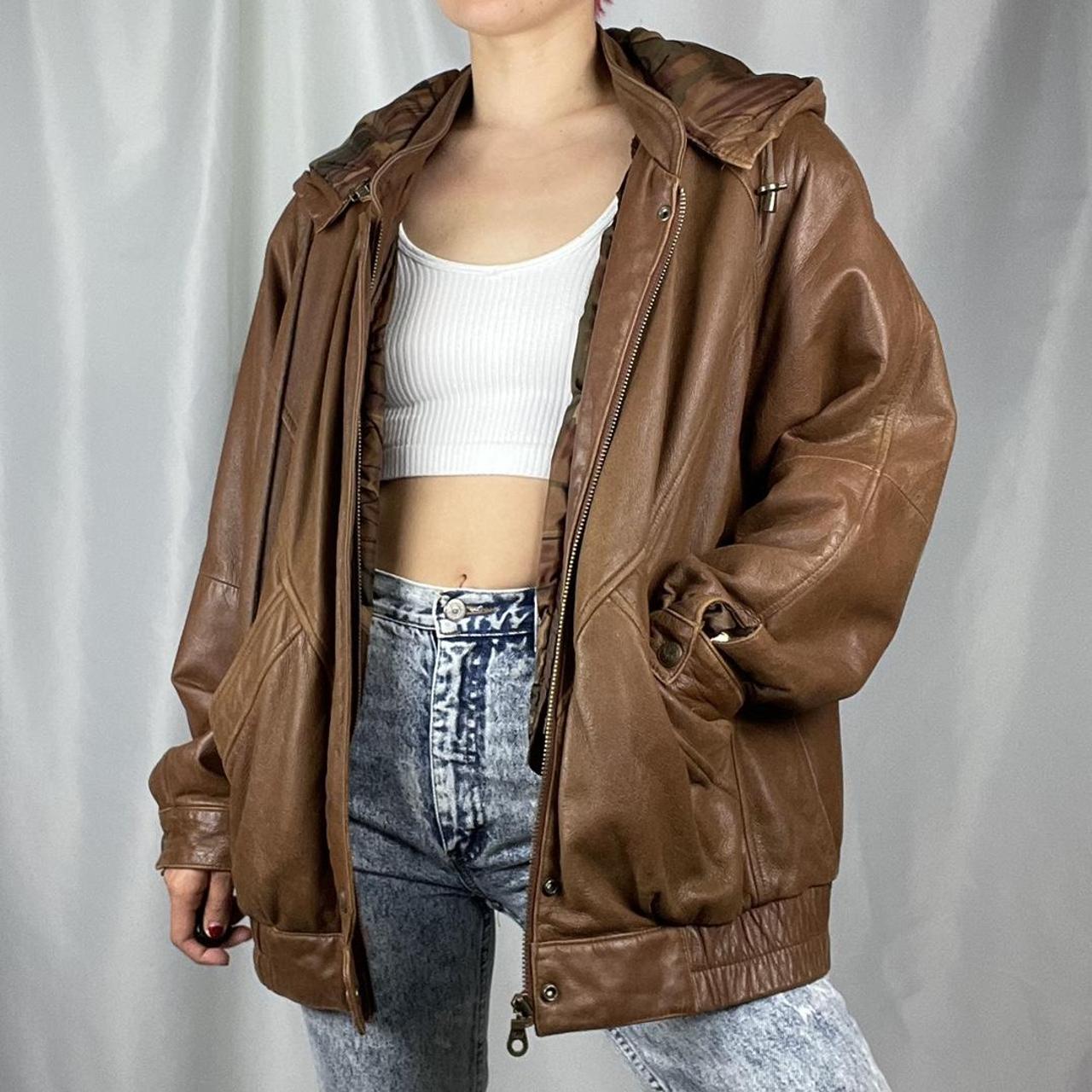 Vintage 90s leather jacket, this beautiful coat is... - Depop