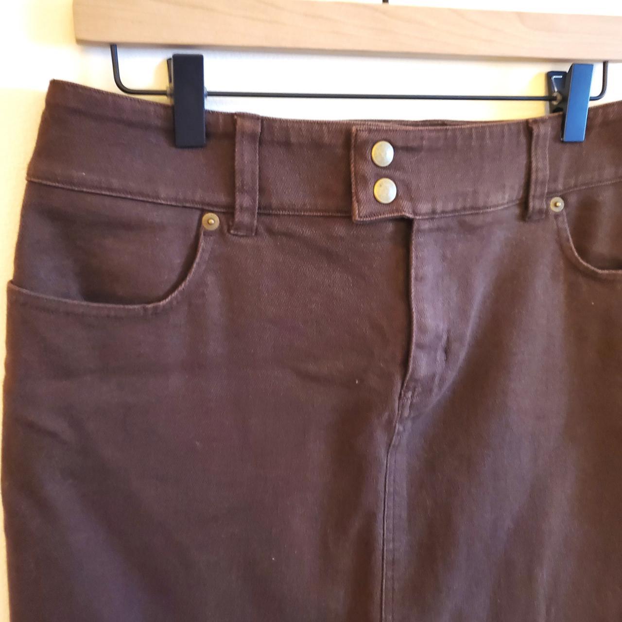 Cute Brown Denim Mini Skirt Perfect For Depop