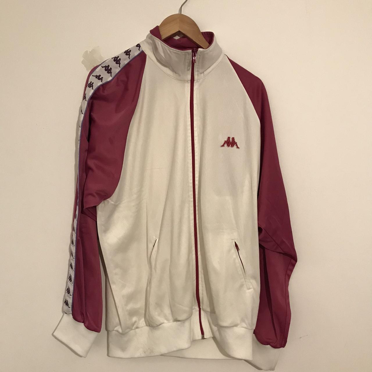 Vintage kappa jacket. White and pink great condition... - Depop