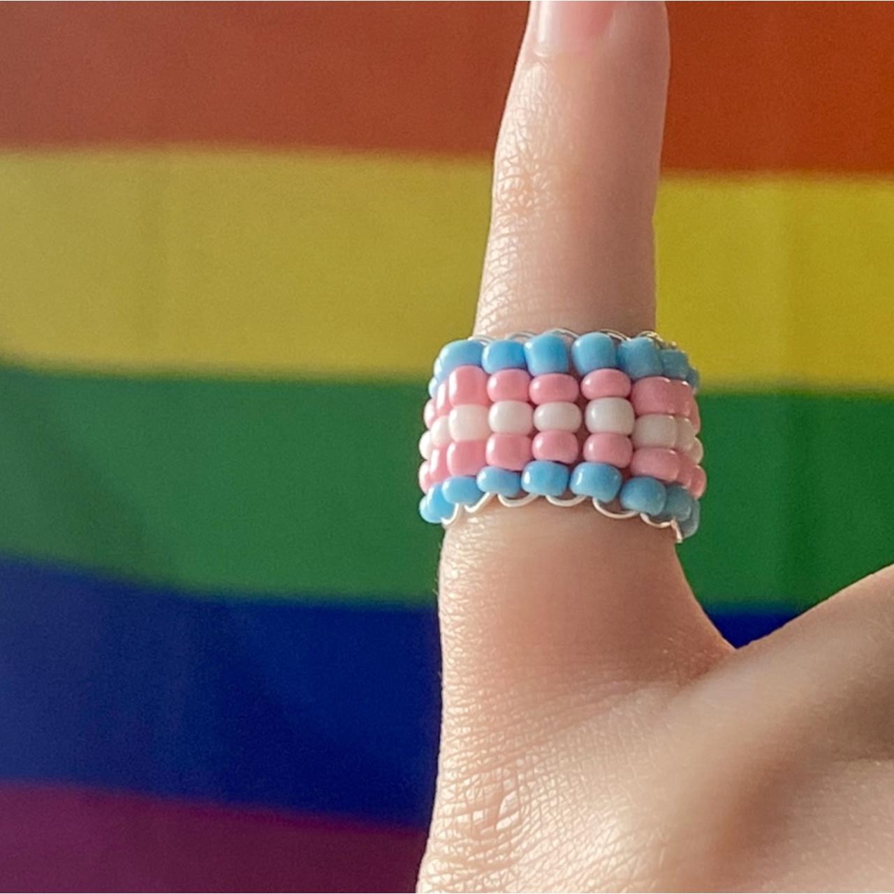 TRANS PRIDE BEAD RING ️🧡💛💚💙💜 Handmade
