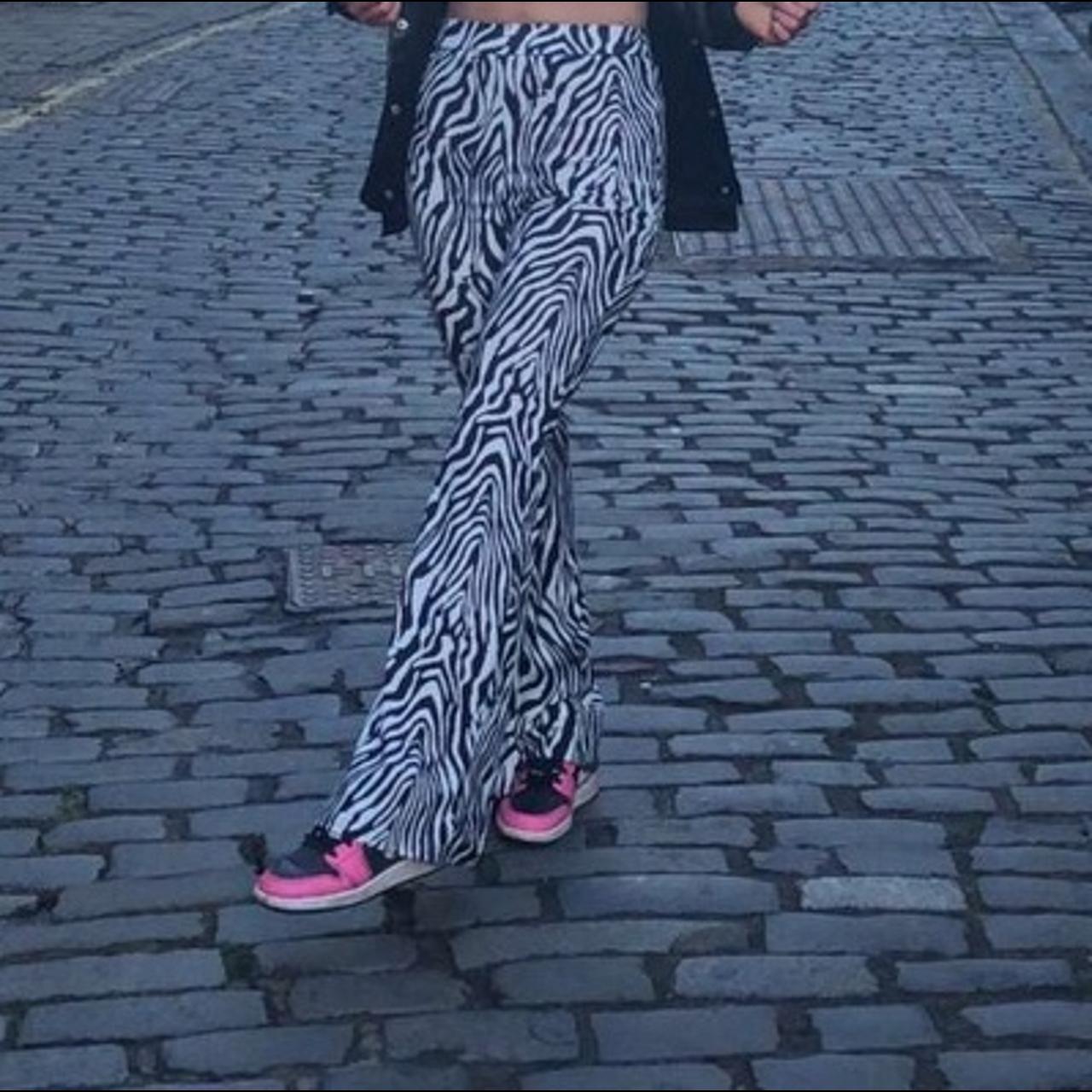 SHEIN zebra flares worn once, excellent condition,... - Depop