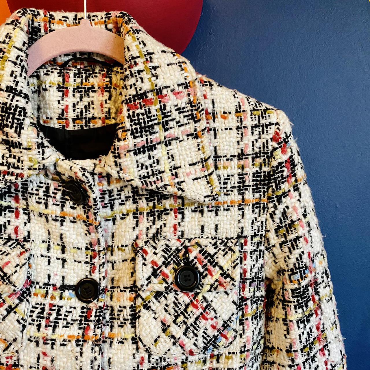 Vintage dagger collar crop jacket. Plaid design with... | Depop