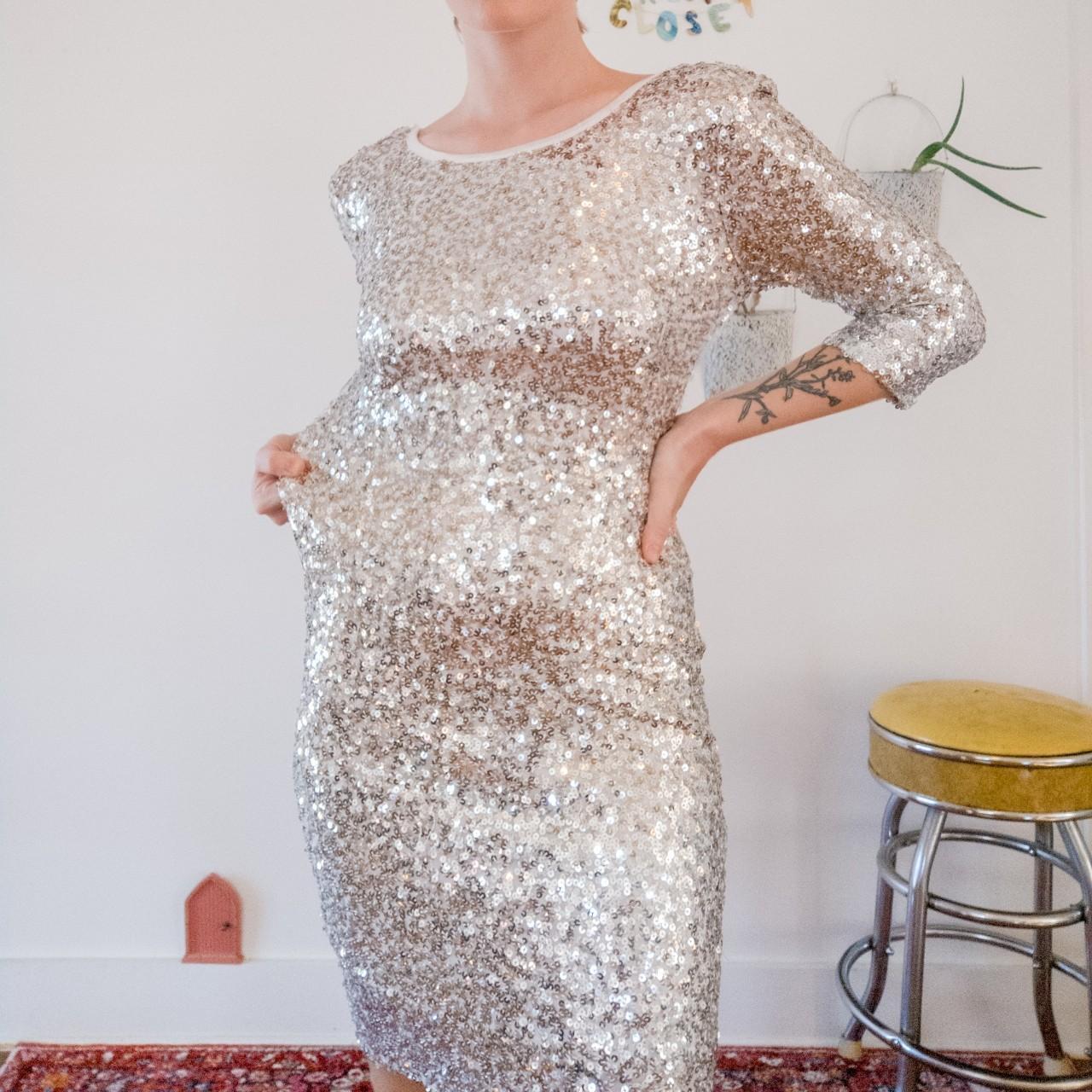 Sequined bodycon dress Disco ball figure hugging... | Depop
