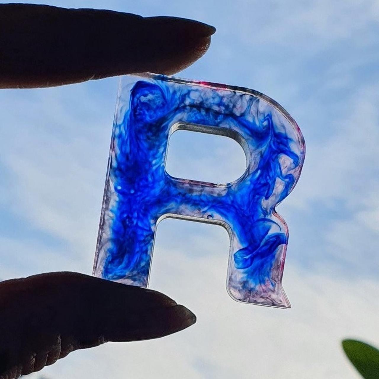Letter R resin key chain . Very beautiful colour... - Depop