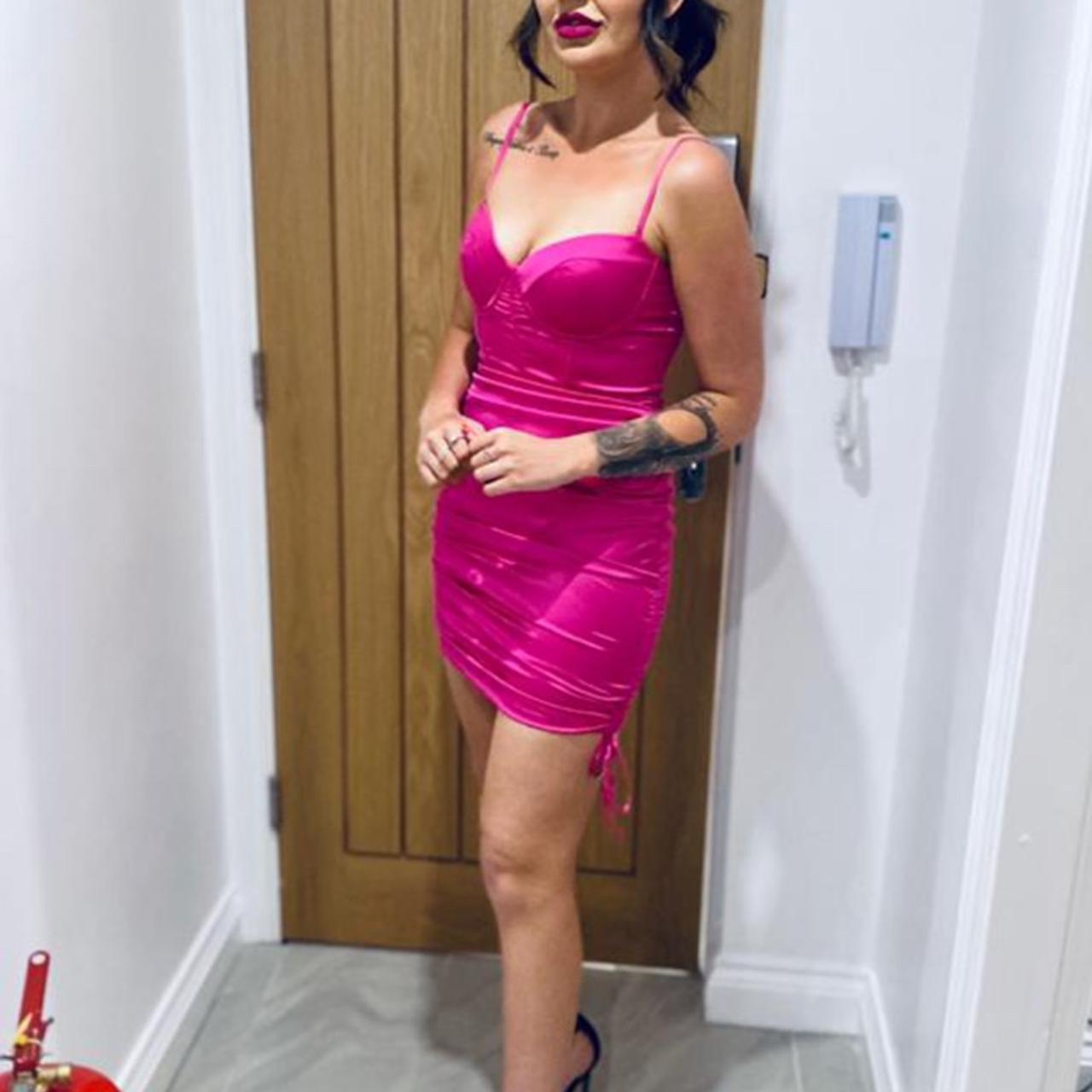 Oh Polly pink satin dress Size 10 Worn once,... - Depop